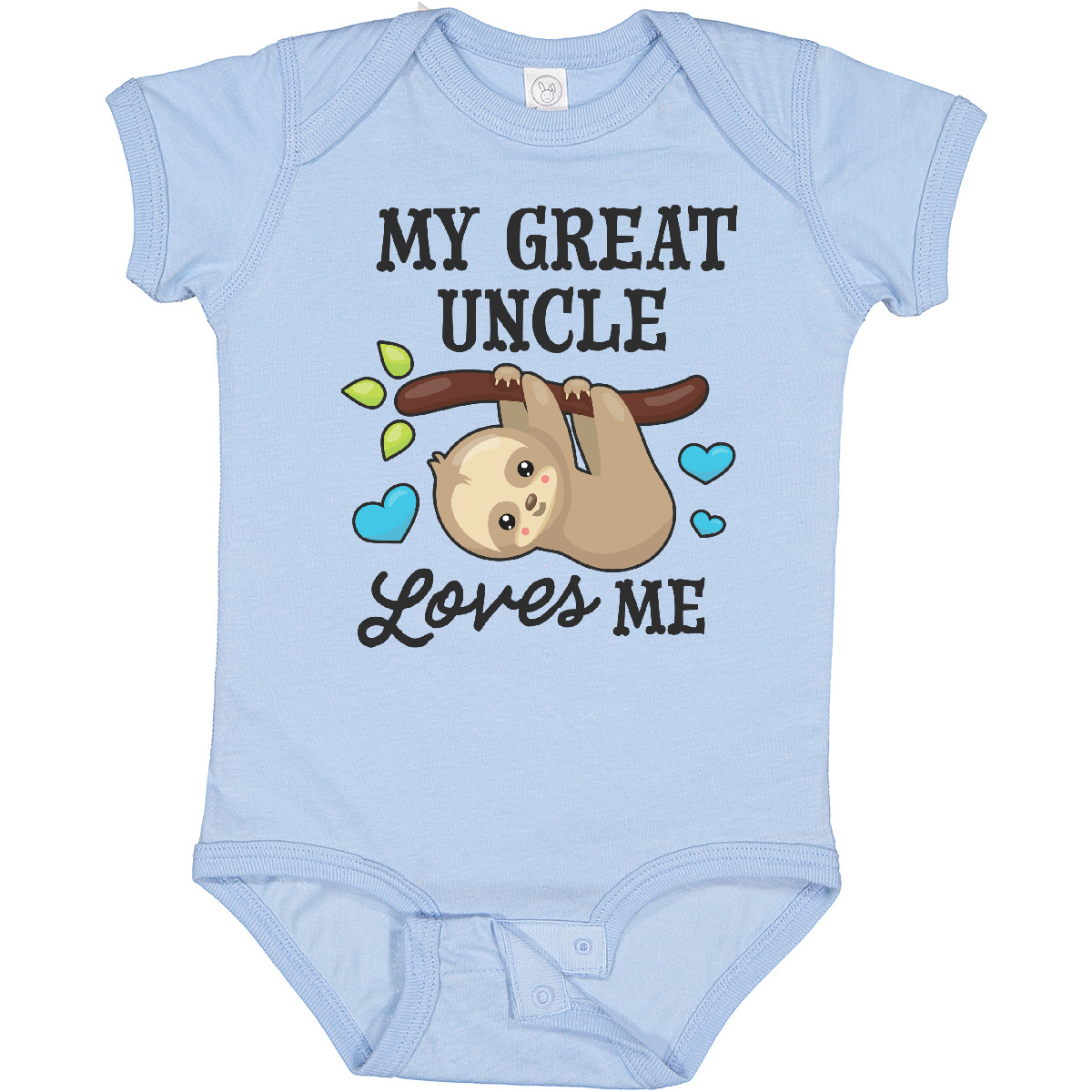 Inktastic My Great Uncle Loves Me With Sloth And Hearts Baby Bodysuit ...